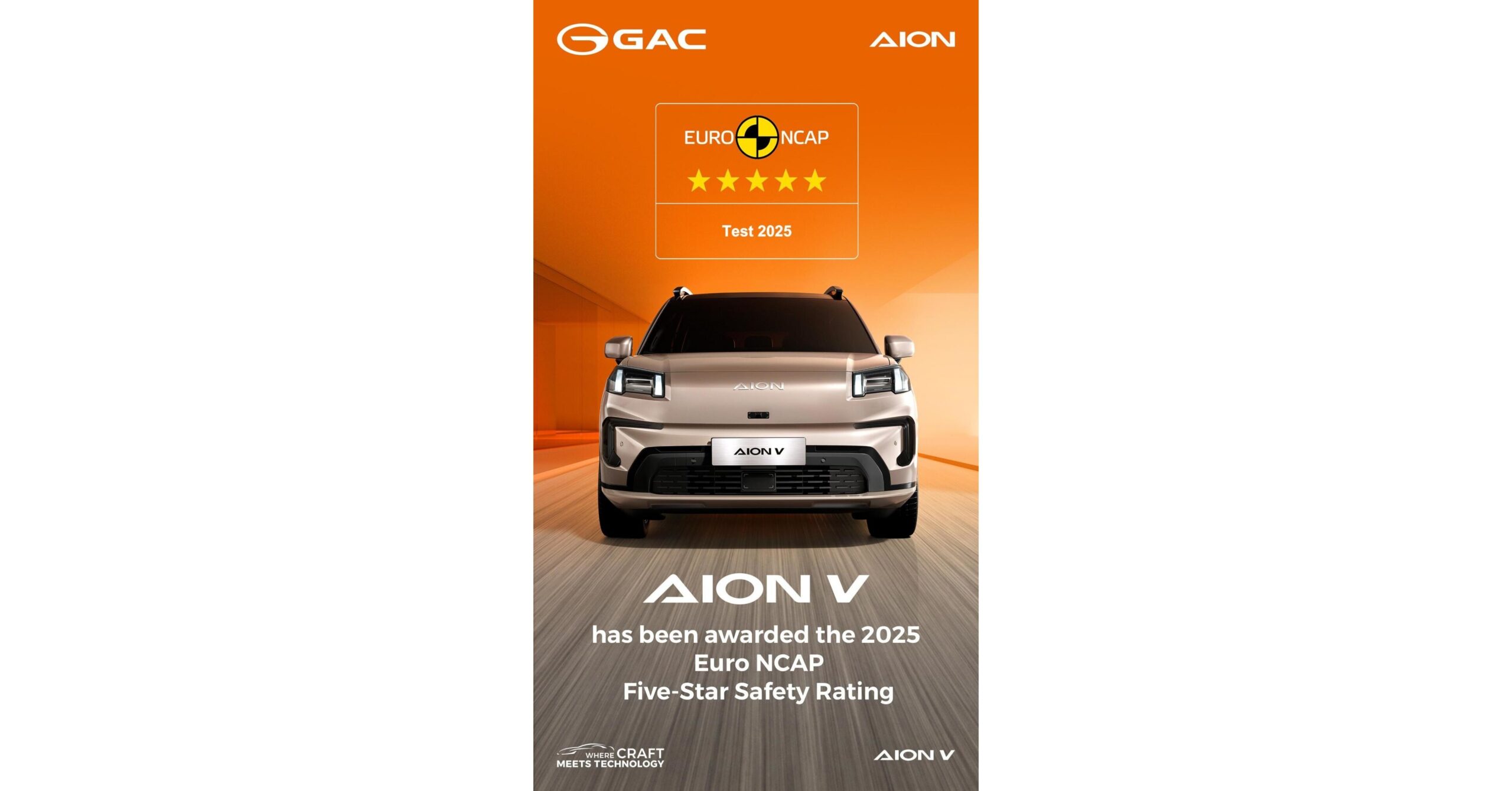 AION V Awarded Euro NCAP 2025 Five-Star Safety Rating
